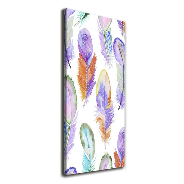 BohoLiving Bunte Federn - Kunstdrucke auf Segeltuch | Wayfair.de